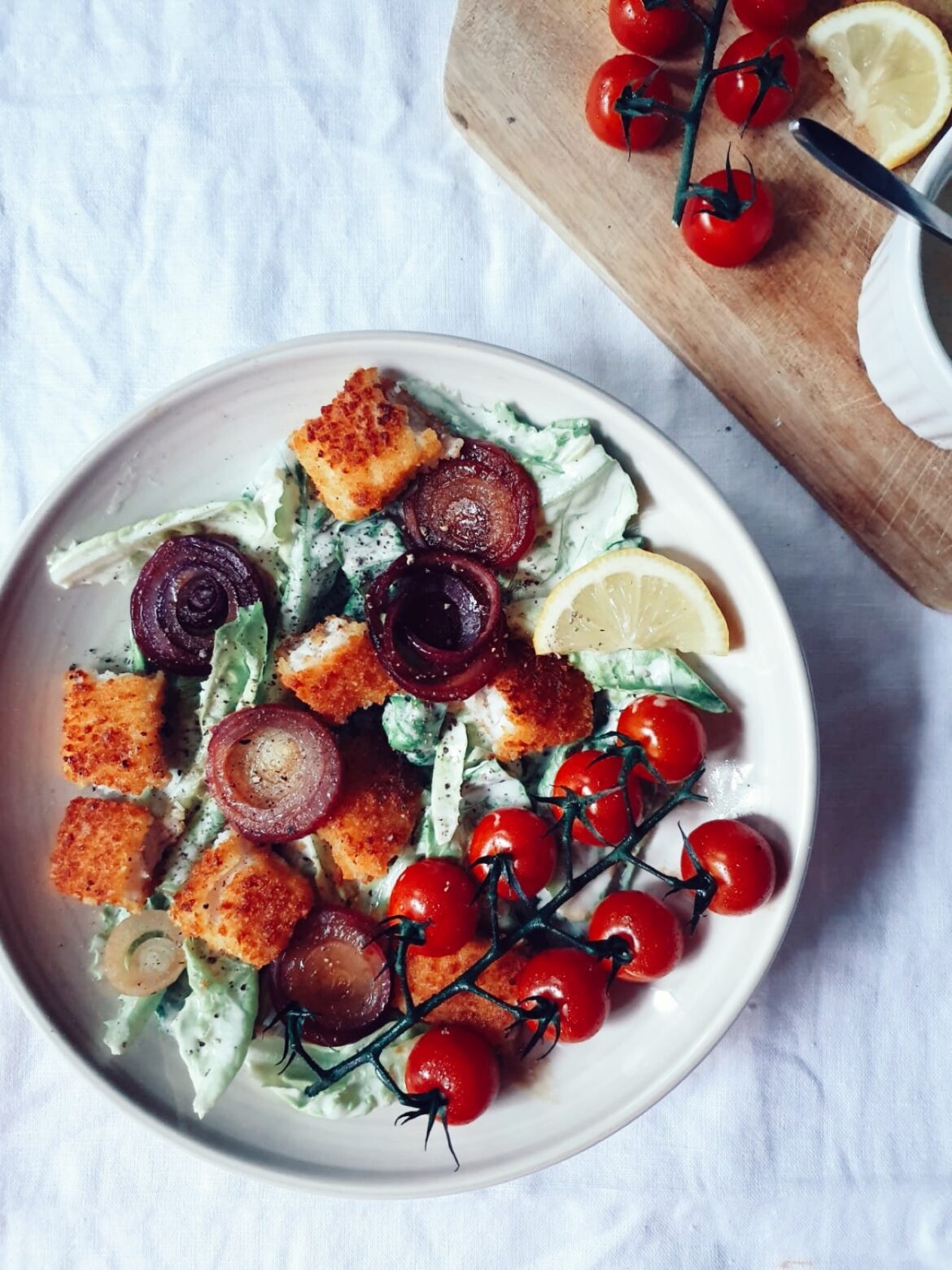 Fish Finger Caesar Salad (Non veg) - A healthier option for lockdown ...